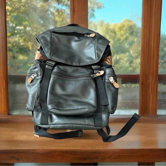 Coach | Bags | Coach Leather With Textile Padded Backpack With 4 Zipper ...